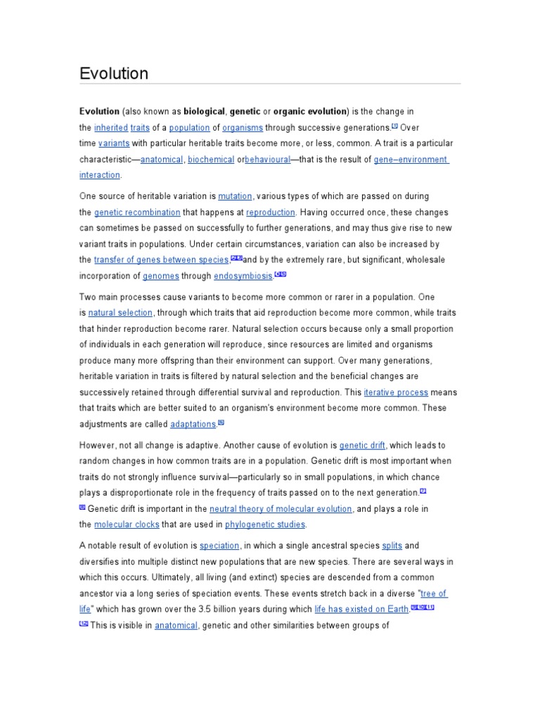 Evolution: Evolution (Also Known As Biological, Genetic or Organic ...
