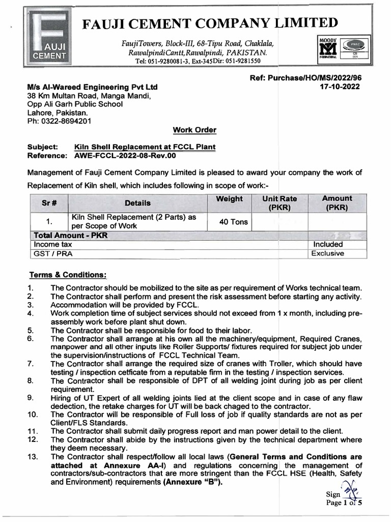 Revised Work Order | PDF