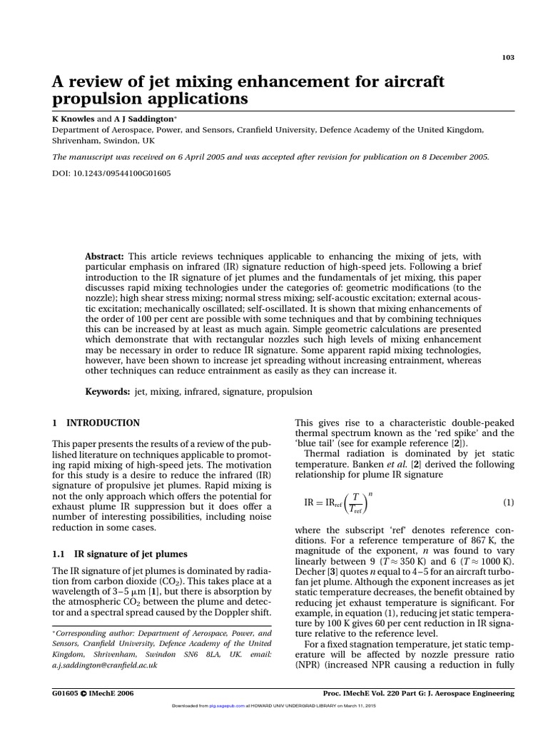 A Review of Jet Mixing Enhancement For Aircraft Propulsion Applications ...