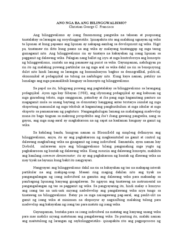 Ano Nga Ba Ang Bilinggwalismo | PDF