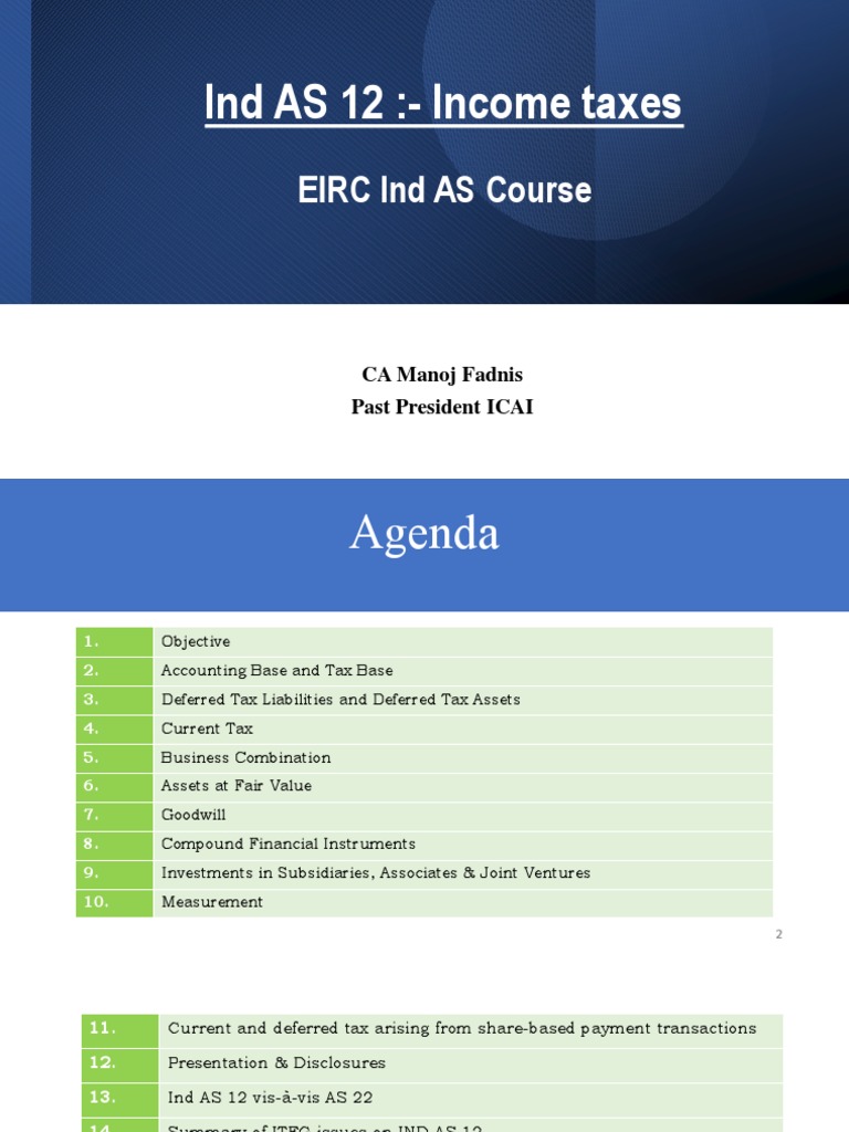 Ind AS 12 EIRC 10.10.2022 | PDF | Deferred Tax | Tax Expense