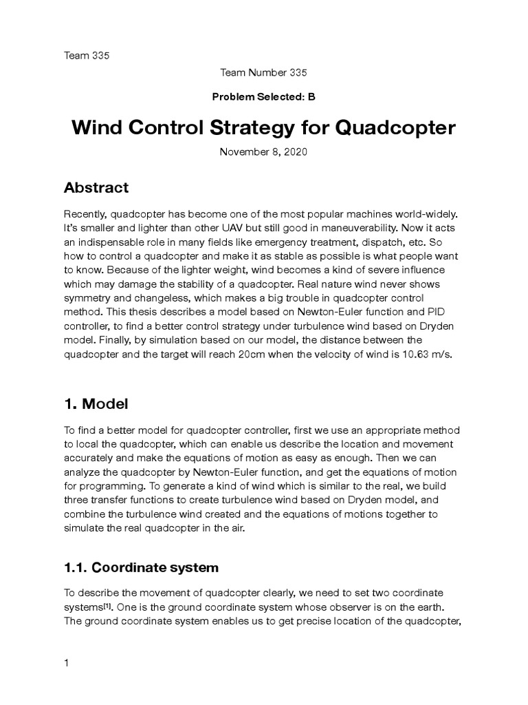 Quadcopter Stability in Wind | PDF | Control Theory | Torque Quadcopter Stability in Wind | PDF | Control Theory | Torque