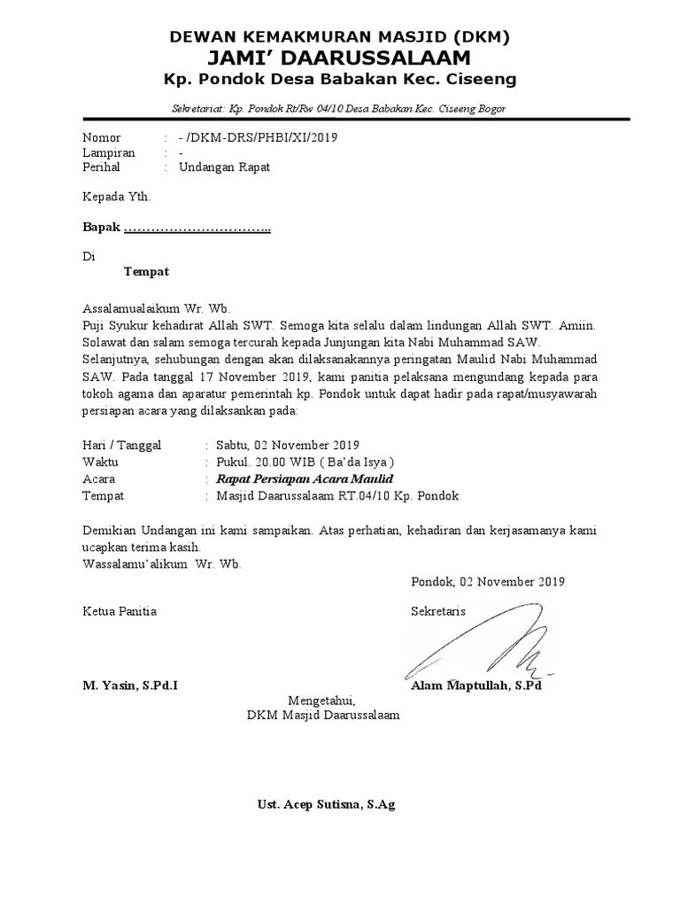 Undangan Rapat Mulud | PDF