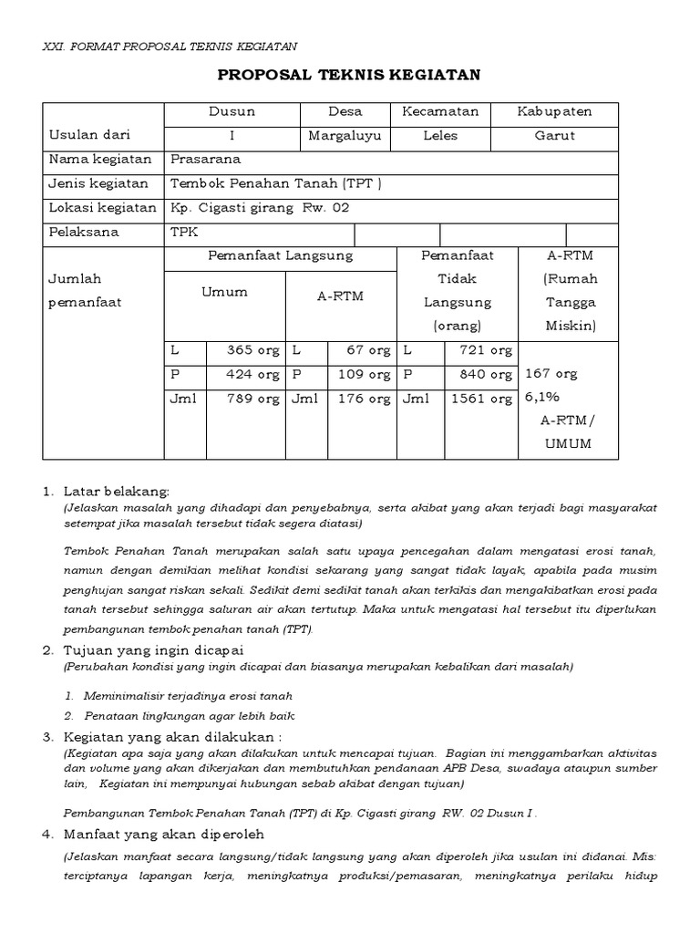 Proposal Teknis Kegiatan TPT Rw. 02 | PDF