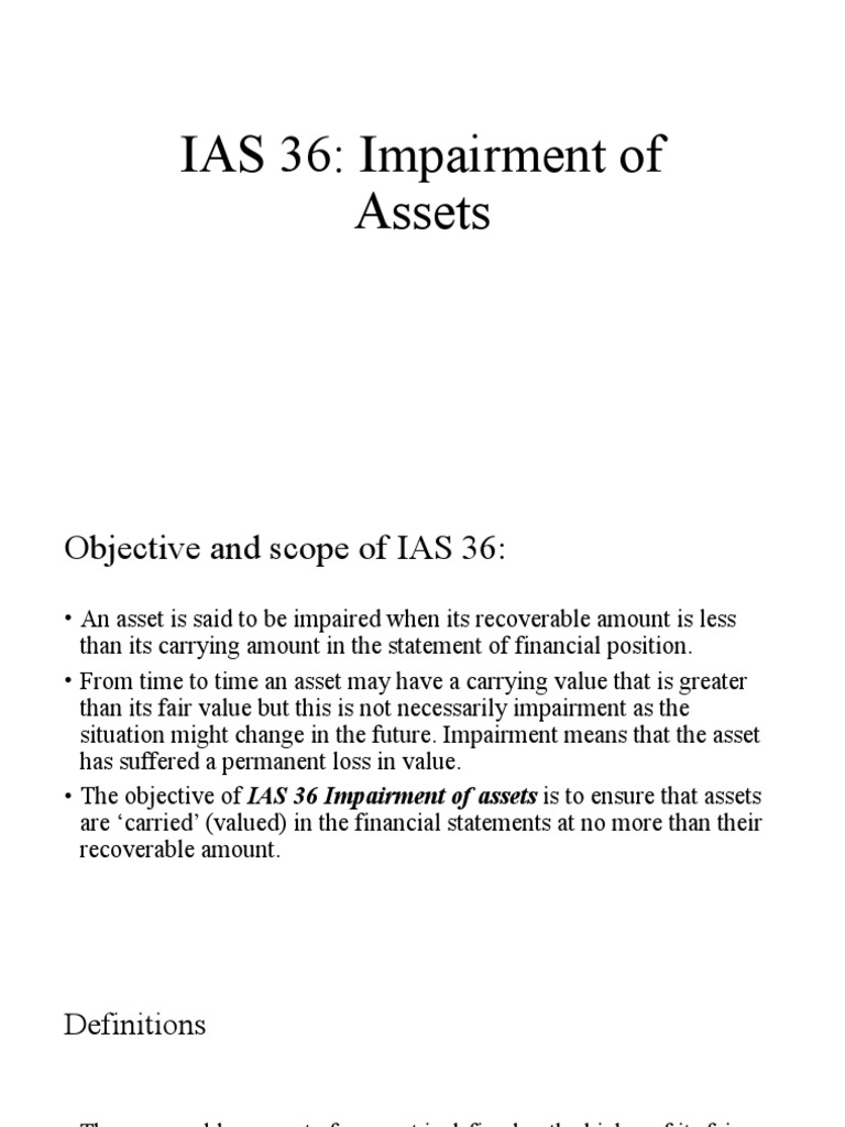 IAS 36 Impairment of Assets 01122022 112509am | PDF | Depreciation ...