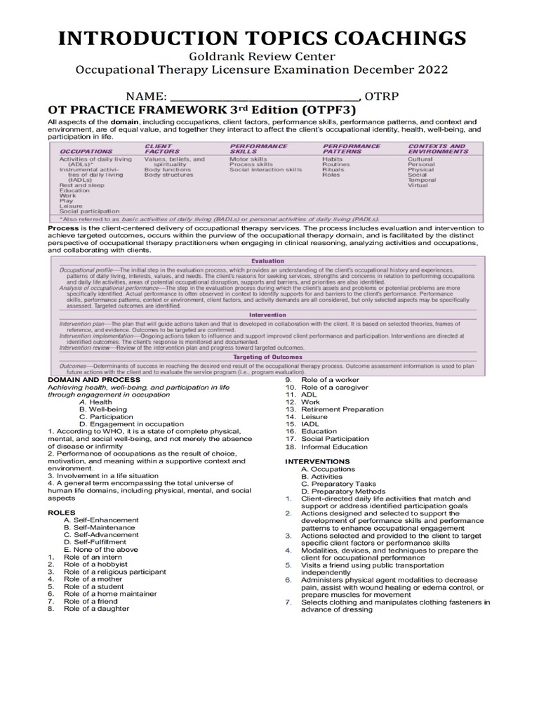 Ot Intro Coachings | PDF