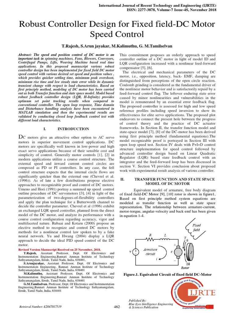 DC Motor | PDF | Control Theory | Electric Motor