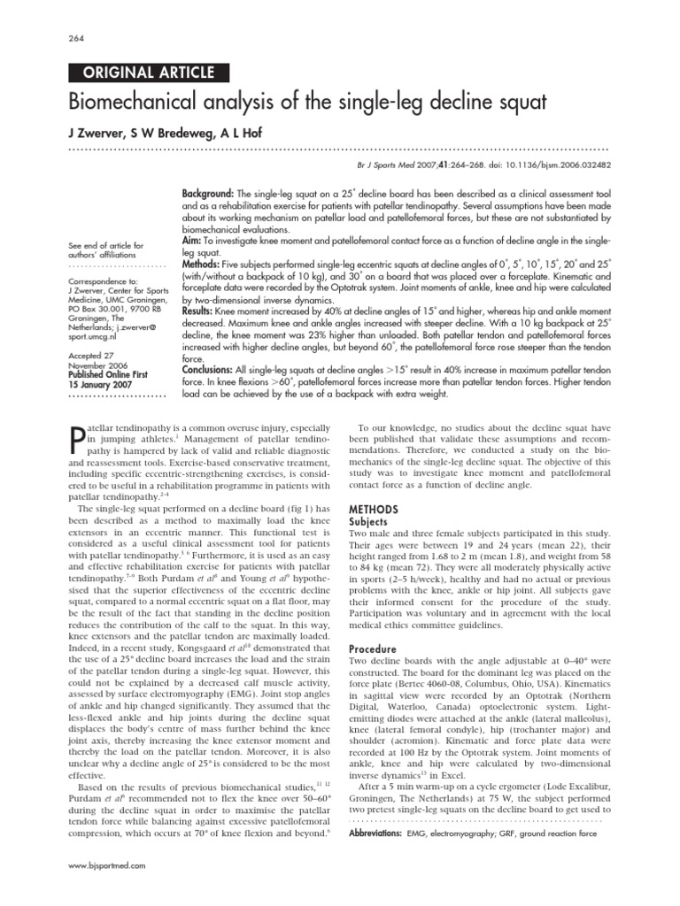 Biomechanical Analysis of The Single-Leg Decline Squat: Original ...
