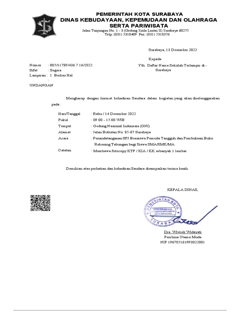 Undangan TTD SPJ Rabu 14-12-2022 (Gni) | PDF