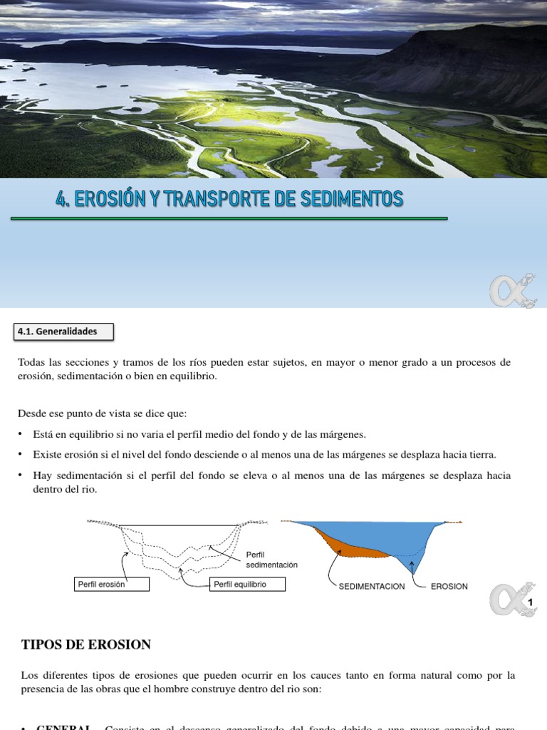 4 Erosión y Trasporte de Sedimentos | PDF | Río | Sedimentación