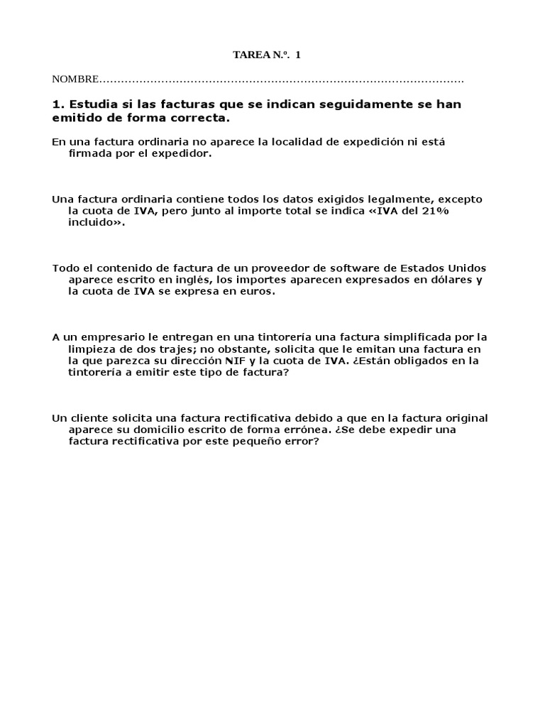 Tarea Tema 3 | PDF | Factura