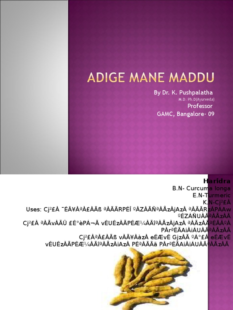 Adige Mane Maddu DR - Pushpalatha Final | PDF | Ginger | South Asian ...