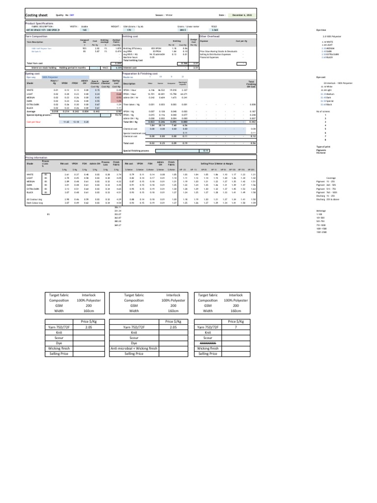 Yarn Cost Calculation Overview | PDF | Knitting | Yarn