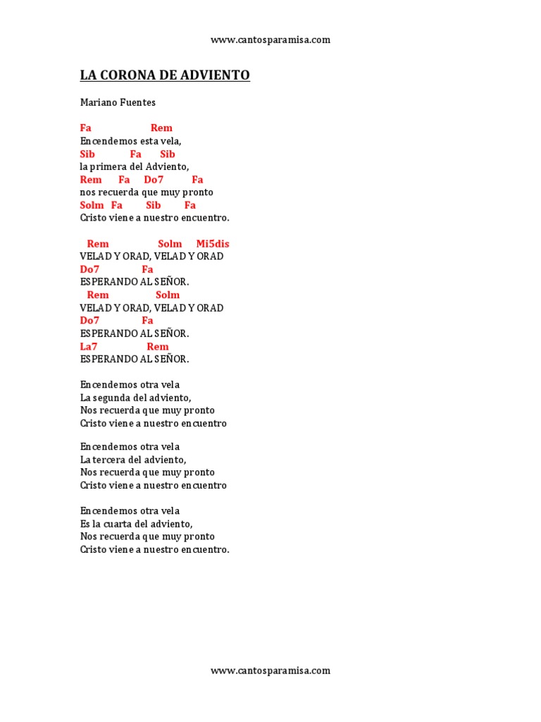 Acordes y Letra de Corona de Adv. | PDF