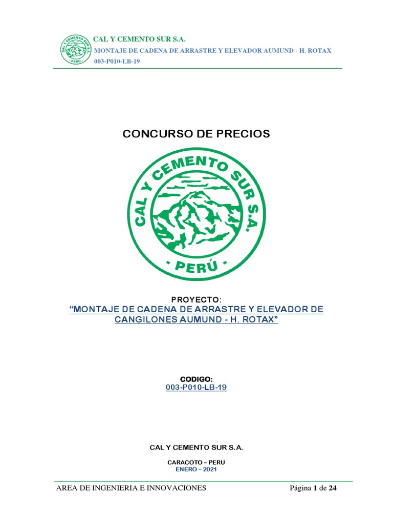003-P010-LB-19 Montaje de Cadena de Arrastre y Elevador Rev.1 | PDF | Seguro | Ingeniería