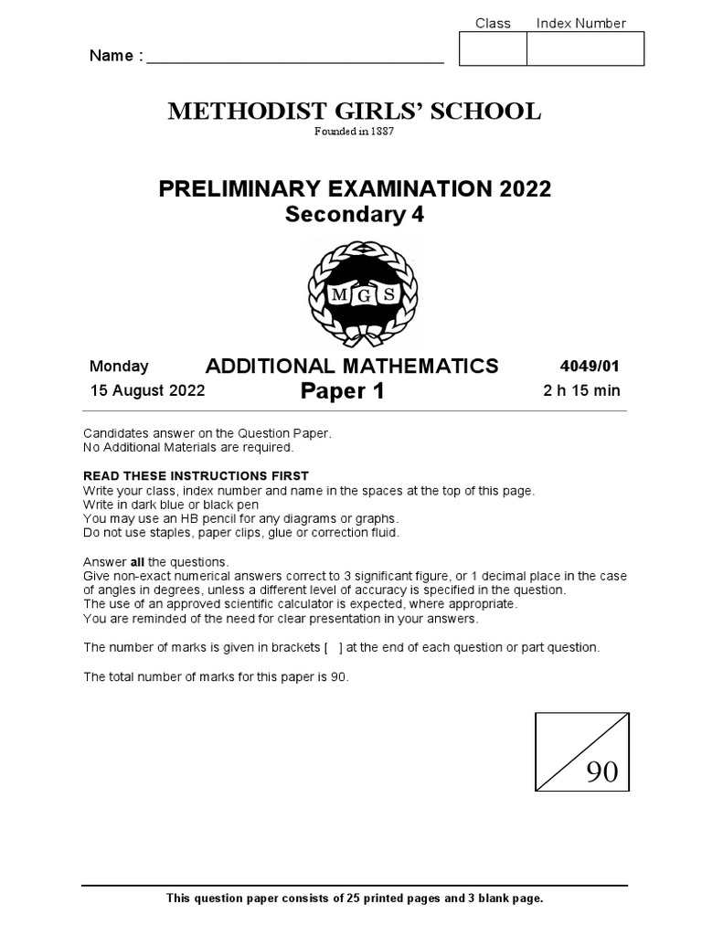 Additional Mathematics Exam Paper 2022 | PDF | Equations | Triangle