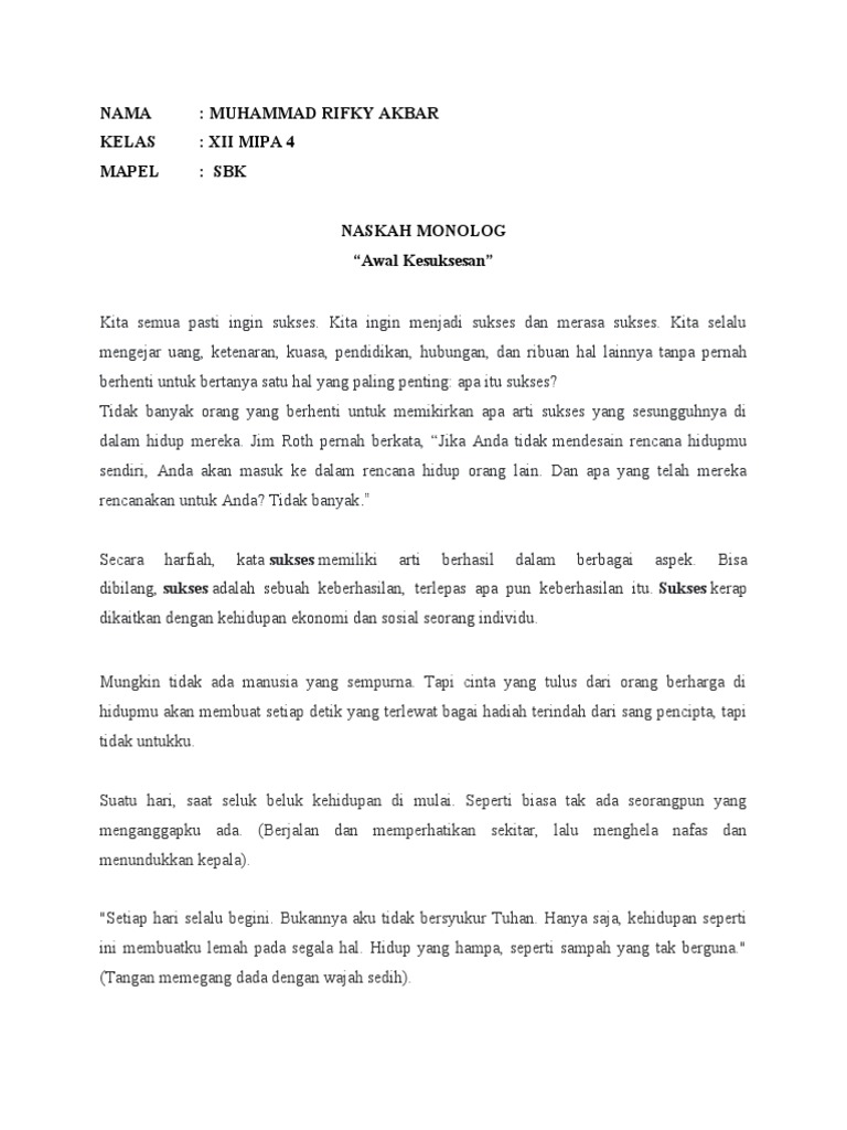 Naskah Monolog | PDF