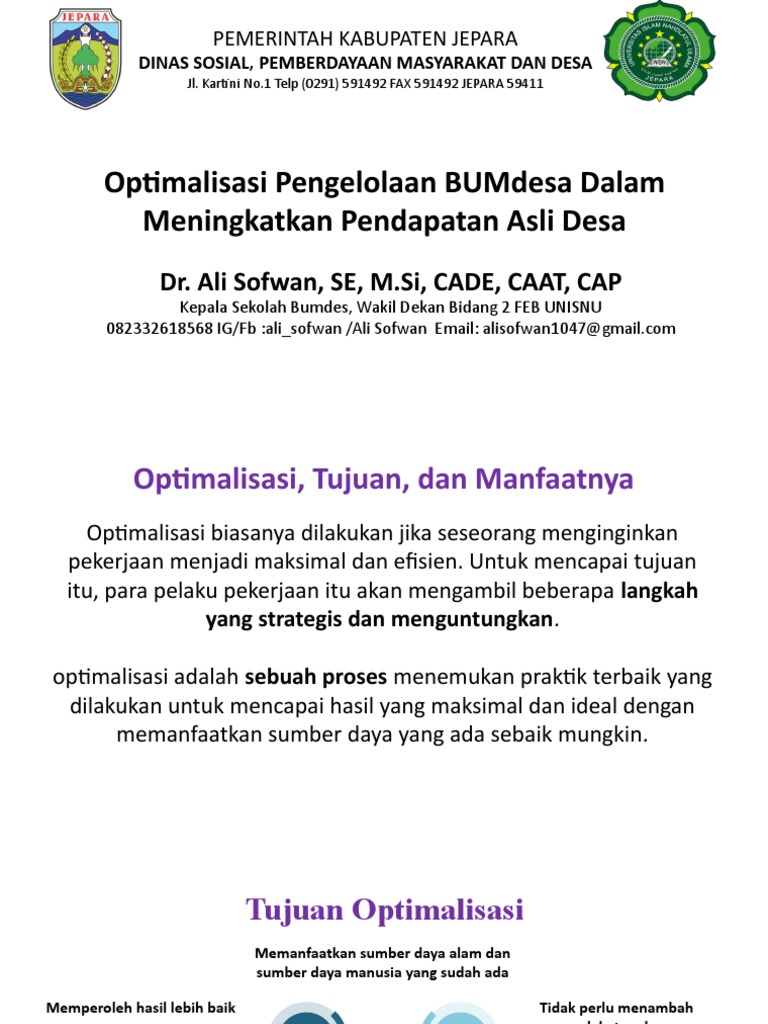 Optimalisasi Pengelolaan Bumdesa Dalam Meningkatkan Pendapatan Asli ...