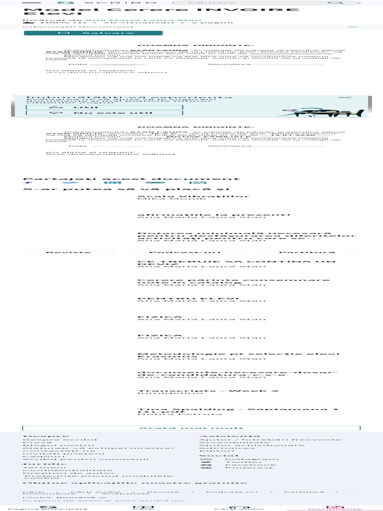Model Cerere INVOIRE Elevi PDF | PDF