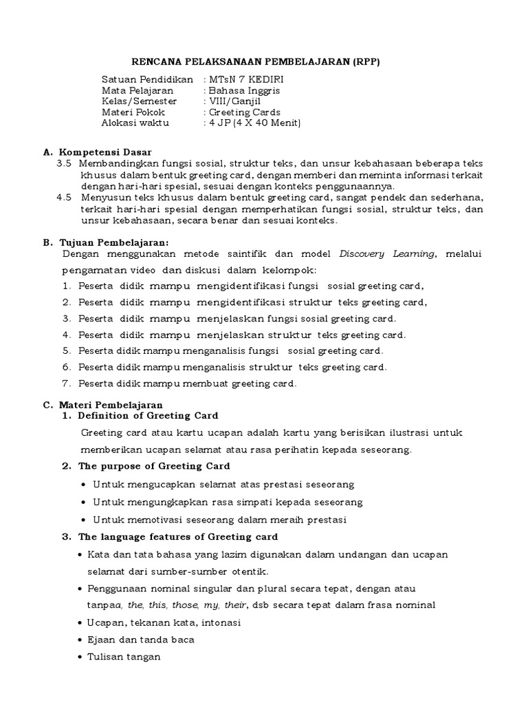 Rencana Aksi 1 (Greeting Card) | PDF | Karier & Perkembangan