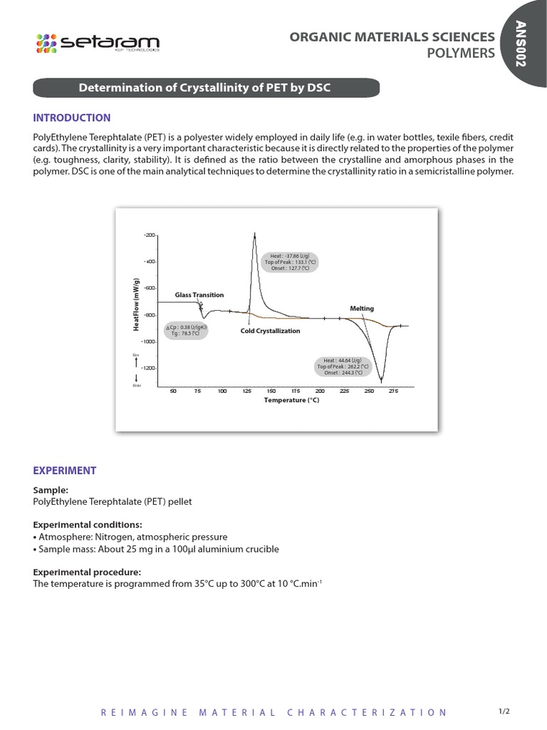 ANS 002 Determination of Cristallinity of PET by DSC | PDF ...