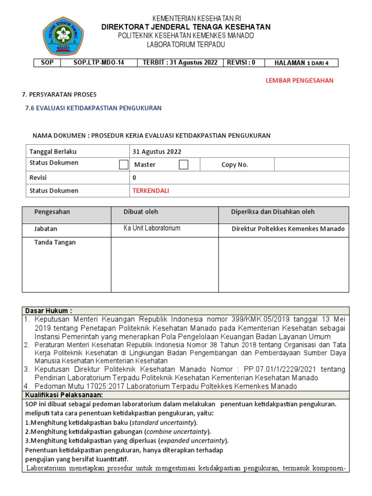 Pk-7.6 Evaluasi Ketidakpastian Pengukuran | PDF