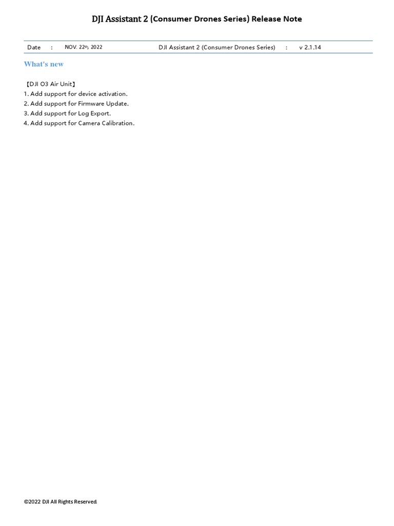 DJI+Assistant+2+ (Consumer+Drones+Series) +Release+Notes (2 1 14) | PDF ...