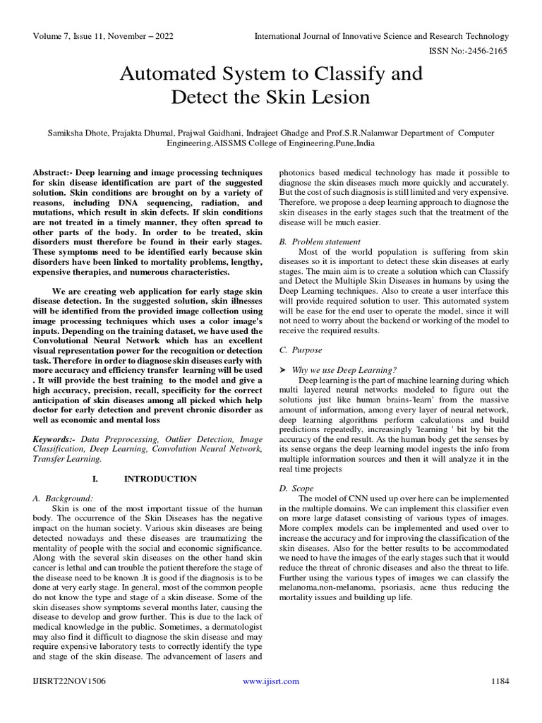 Automated System To Classify and Detect The Skin Lesion | PDF | Machine Learning | Deep Learning