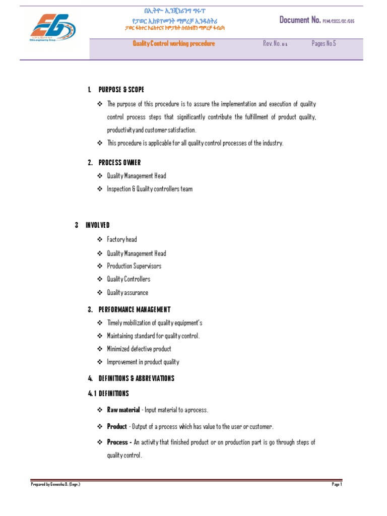 Quality Procedure | PDF | Sales | Quality Management