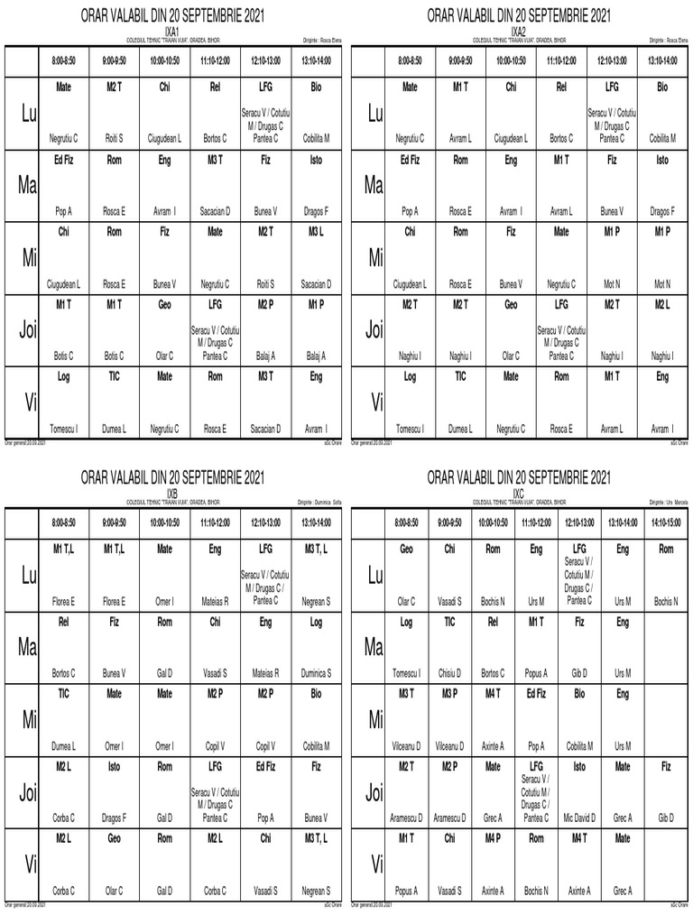 Orar S2 Claseserviciu | PDF