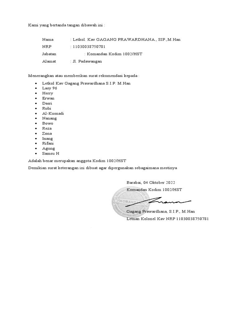 Surat Rekomendasi Atlit | PDF