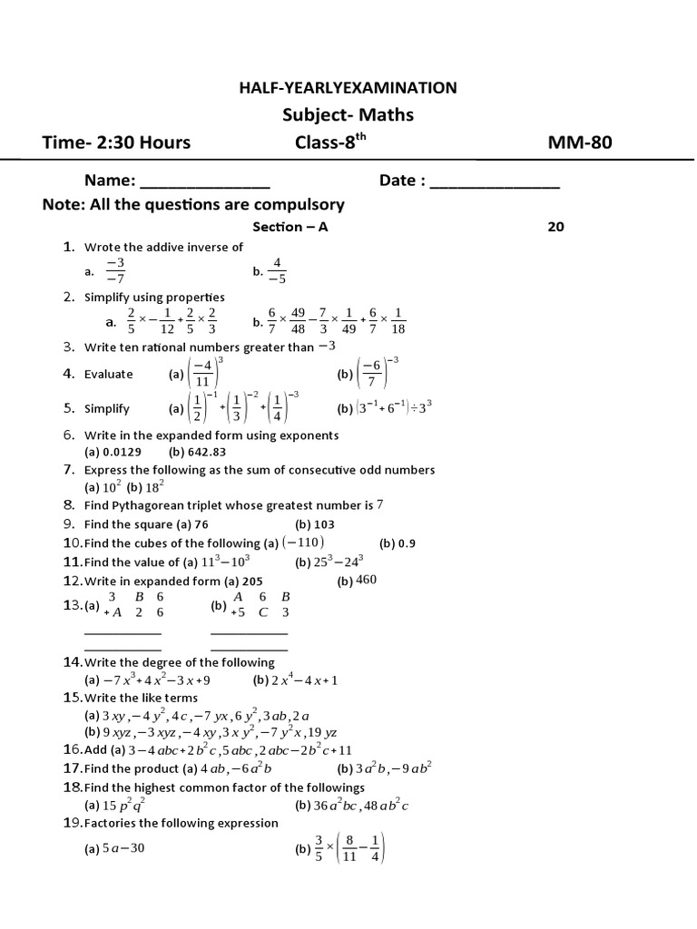 8 Maths | PDF | Numbers | Length
