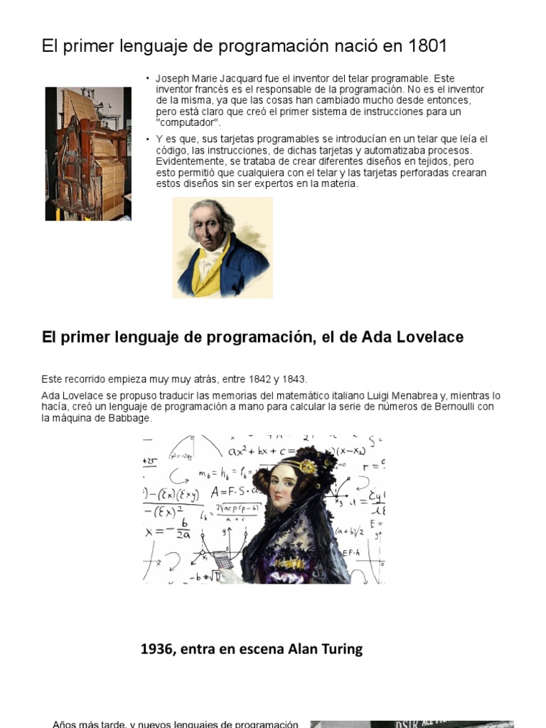 El Primer Lenguaje de Programación Nació en 1801 | PDF | Programación ...