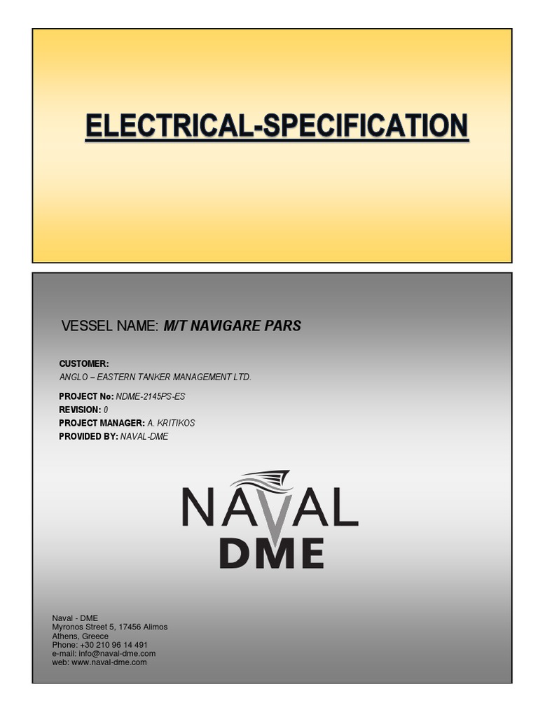 NAVIGARE PARS Electrical Specification | PDF | Valve | Pump