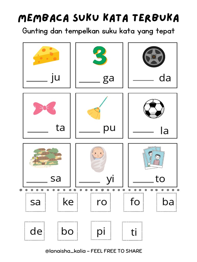 Printable Melengkapi Suku Kata | PDF