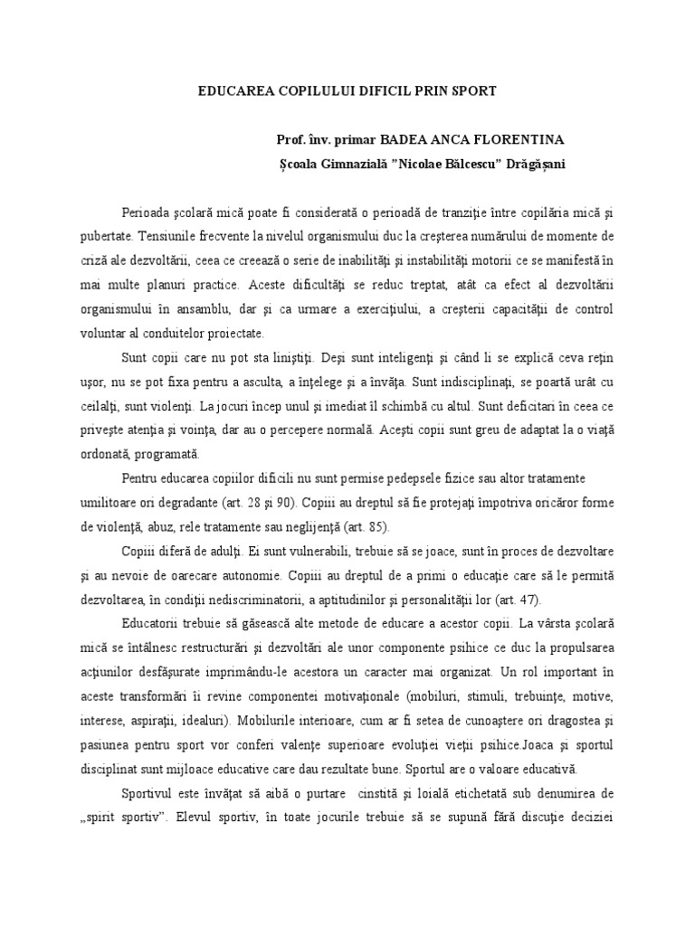 Referat Educatie Fizica | PDF