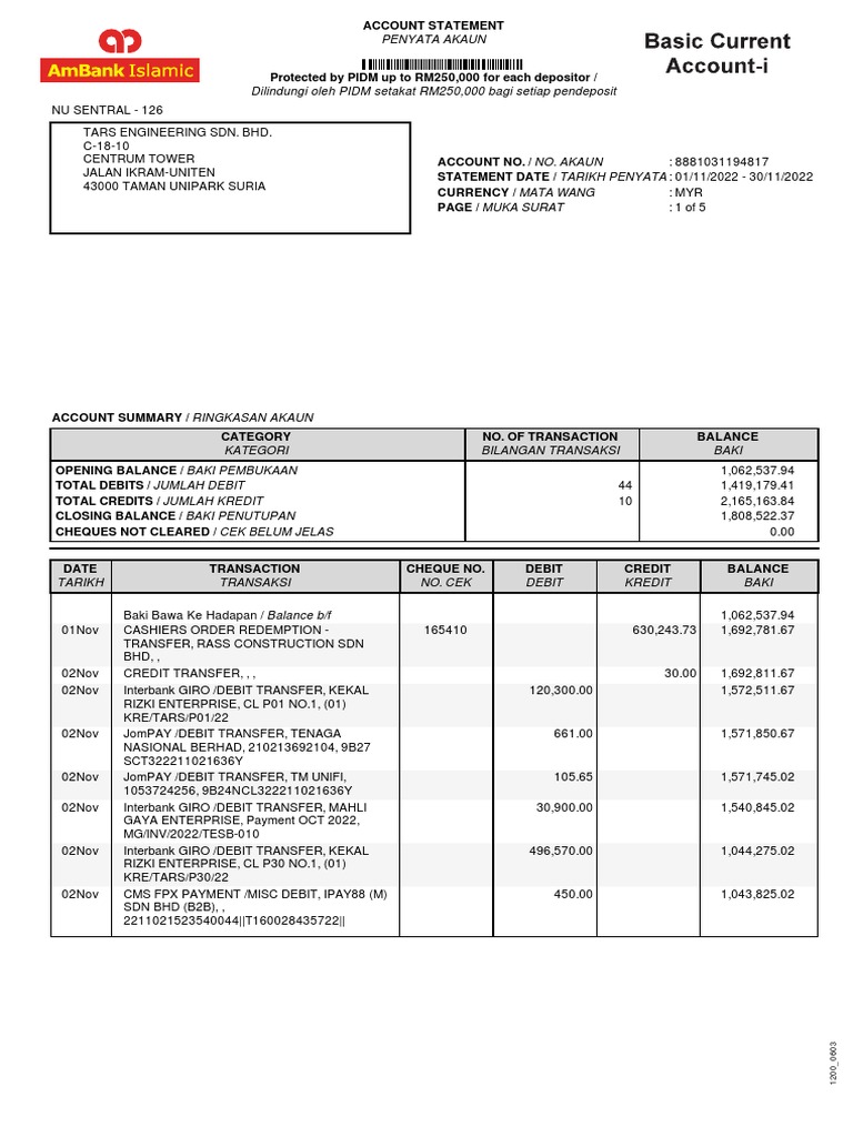 Penyata Akaun | Download Free PDF | Debit Card | Cheque