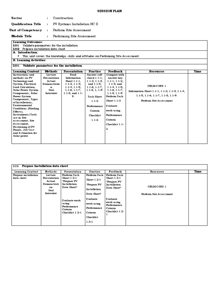 Core 1 Session Plan | PDF | Photovoltaics | Photovoltaic System