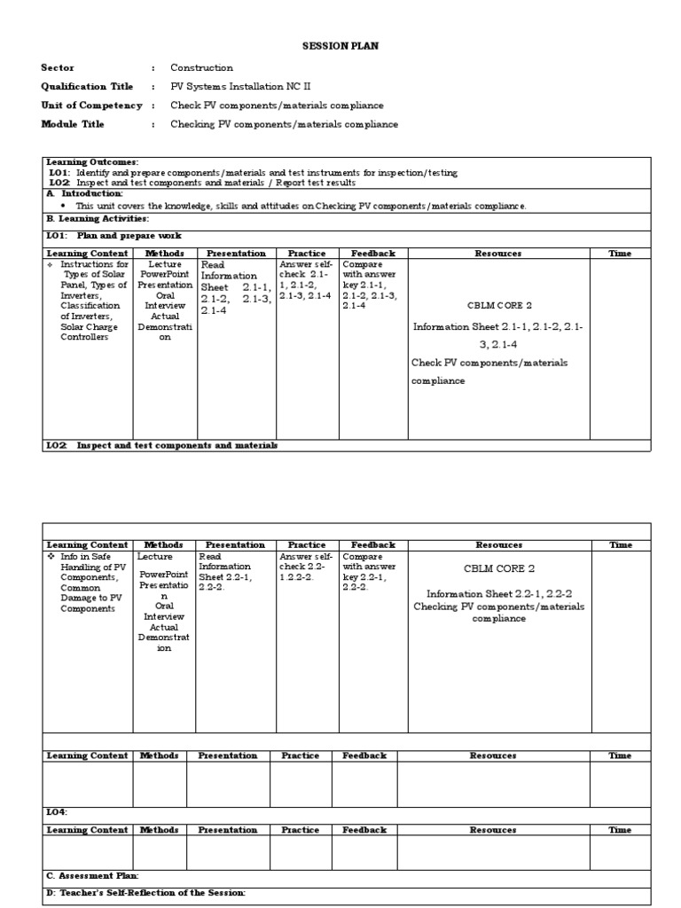 Core 2 Session Plan | PDF | Learning | Lecture