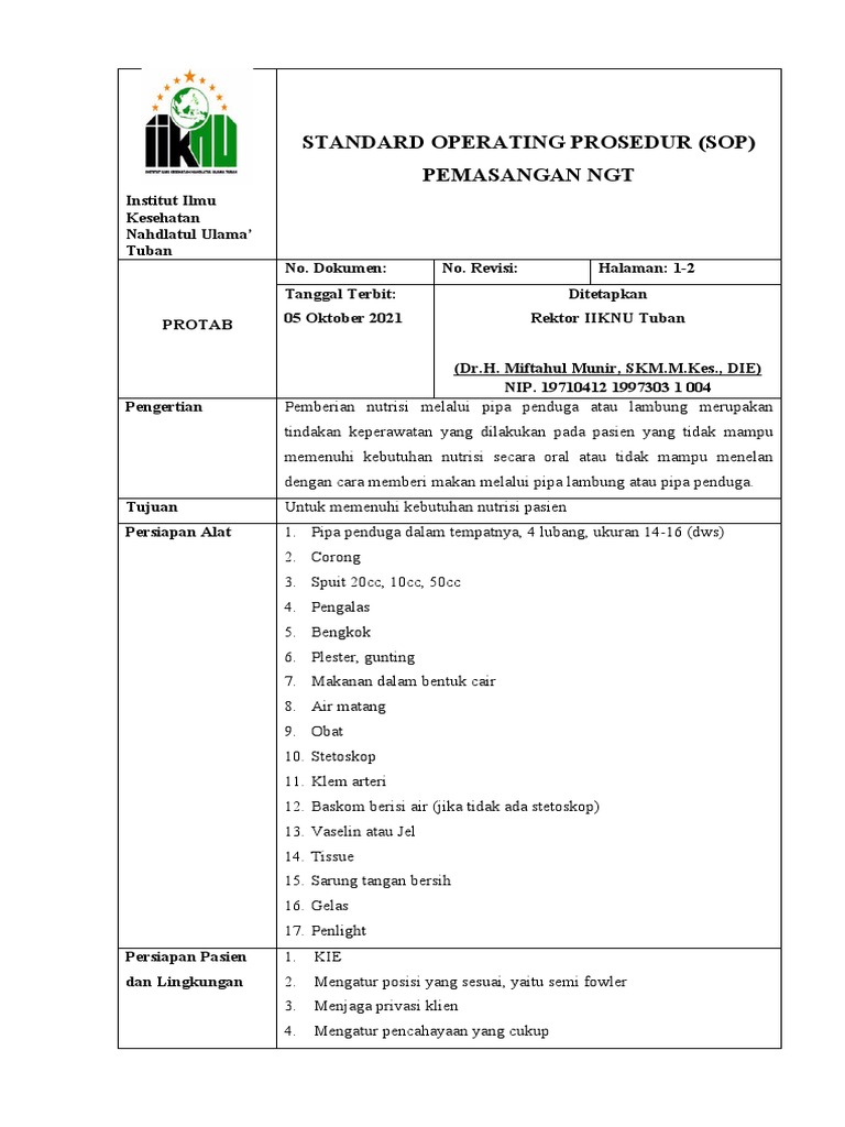 Sop NGT | PDF