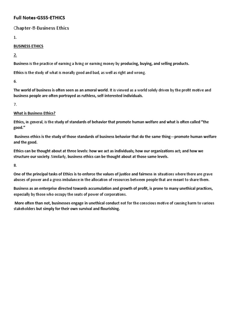 Full Notes Gss5 Ethics | PDF | Business Ethics | Stakeholder (Corporate)