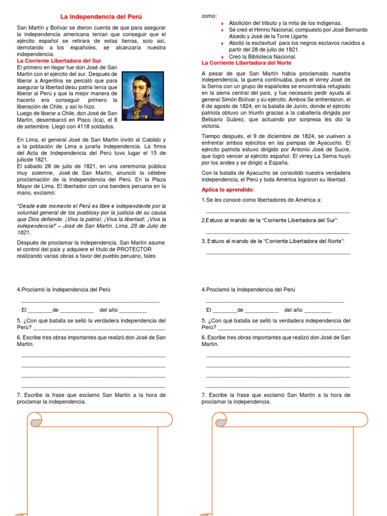 La Independencia Del Perú | PDF | Perú | America latina