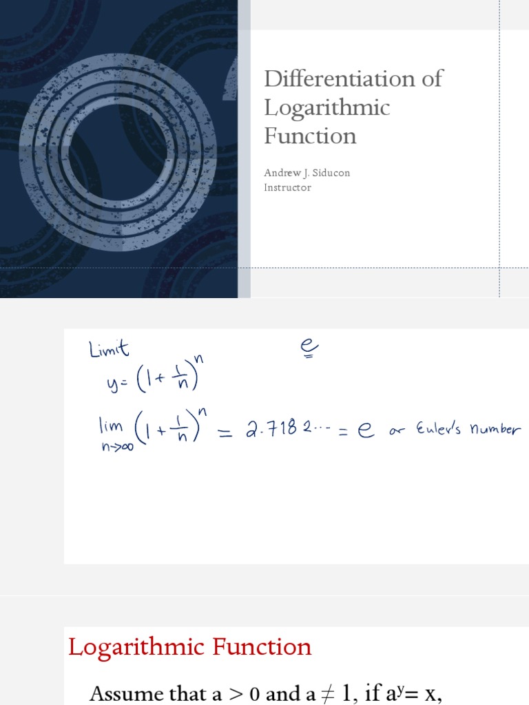 Differentiation of Logarithmic Function and Exponential Function | PDF