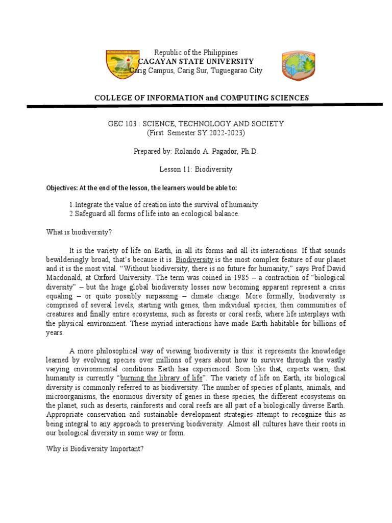 Lesson 11 Handouts With Exercises On STS First Sem. SY 2022-2023 | PDF ...