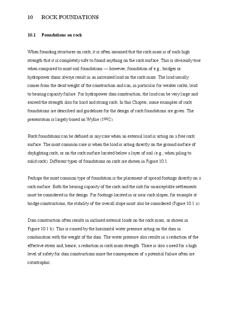Chapter 10 - Rock Foundations | PDF | Strength Of Materials | Dam