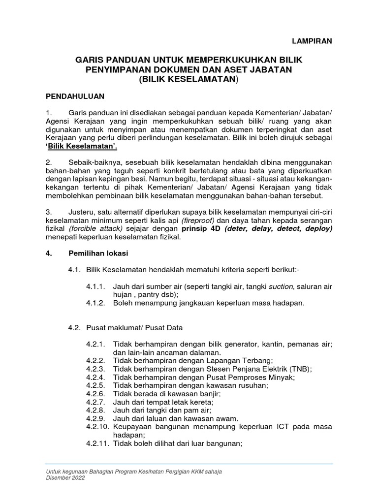 Garis Panduan Bilik Keselamatan | PDF