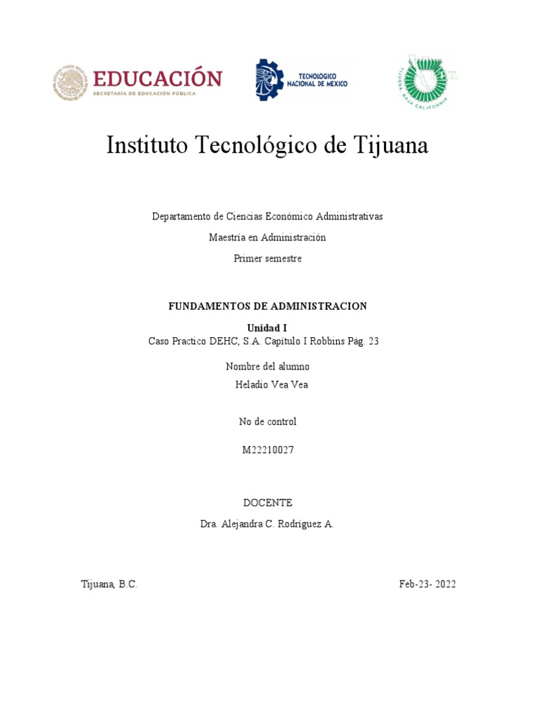 Caso Practico DEHC, S.A. Cap-I Robbins Pag.23 Heladio Vea | PDF