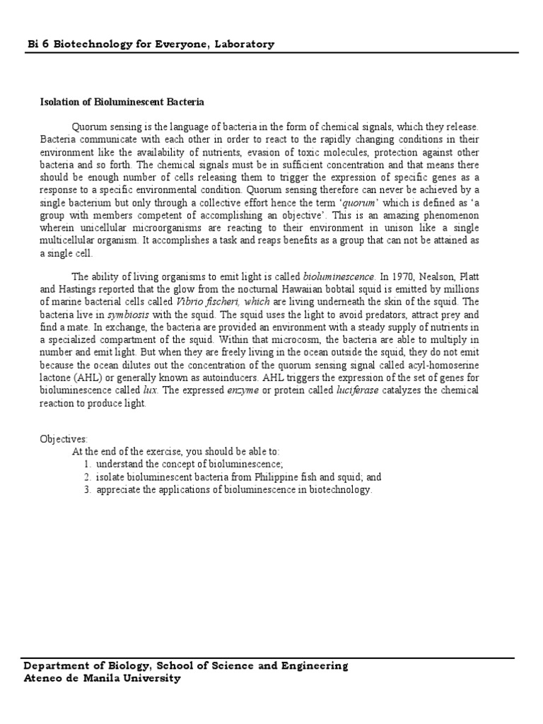 Bi 6 Lab Ex 7-Blb | PDF | Bacteria | Microbiology