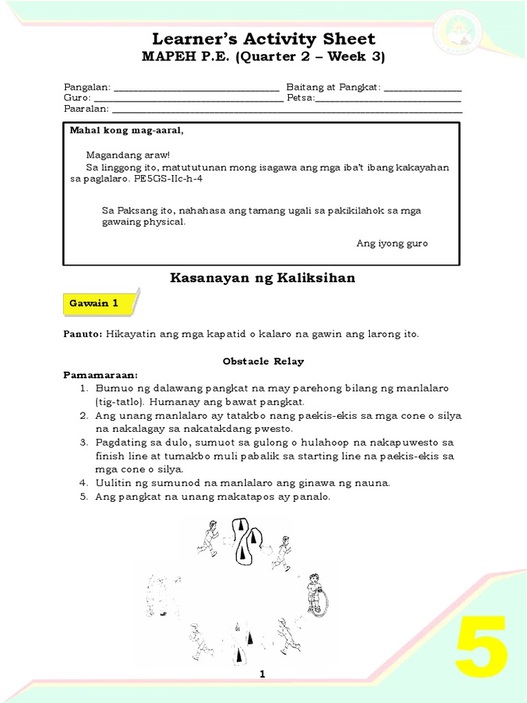 Learner's Activity Sheet: MAPEH P.E. (Quarter 2 - Week 3) | PDF