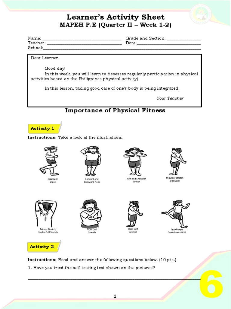 Learner's Activity Sheet: MAPEH P.E (Quarter II - Week 1-2) | PDF